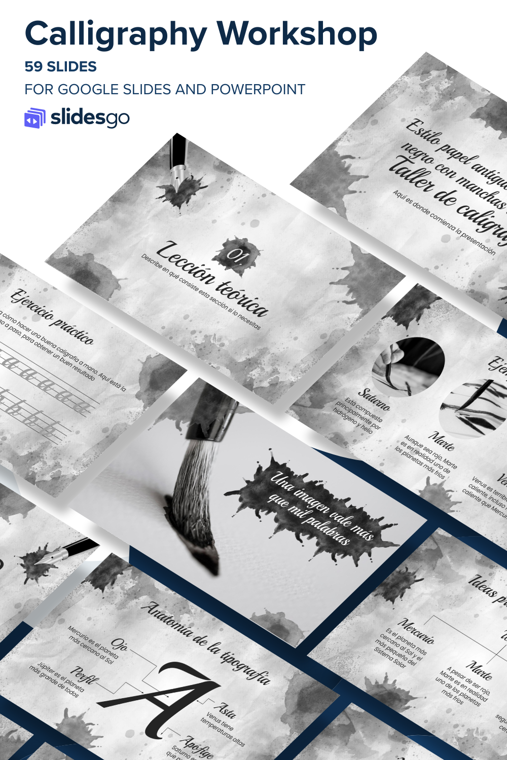 Old B&W Paper with Ink Stains Style Calligraphy Workshop