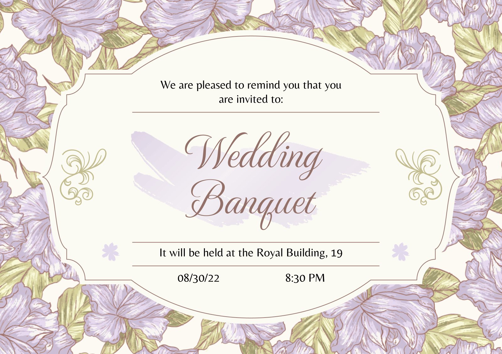 British Regency Era Themed Banquet Invitations