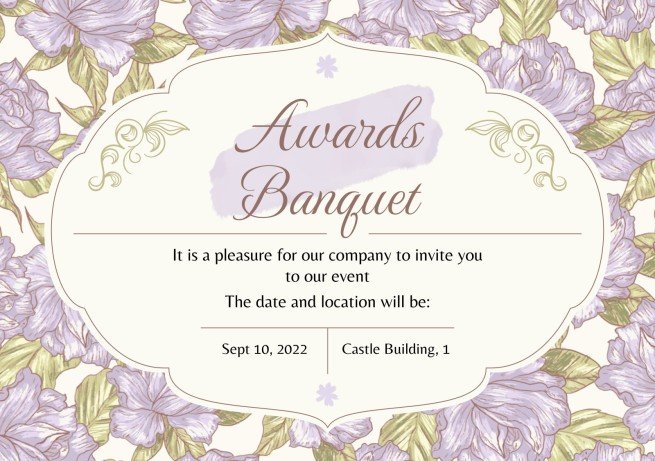 British Regency Era Themed Banquet Invitations