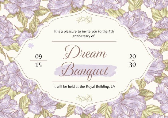 British Regency Era Themed Banquet Invitations