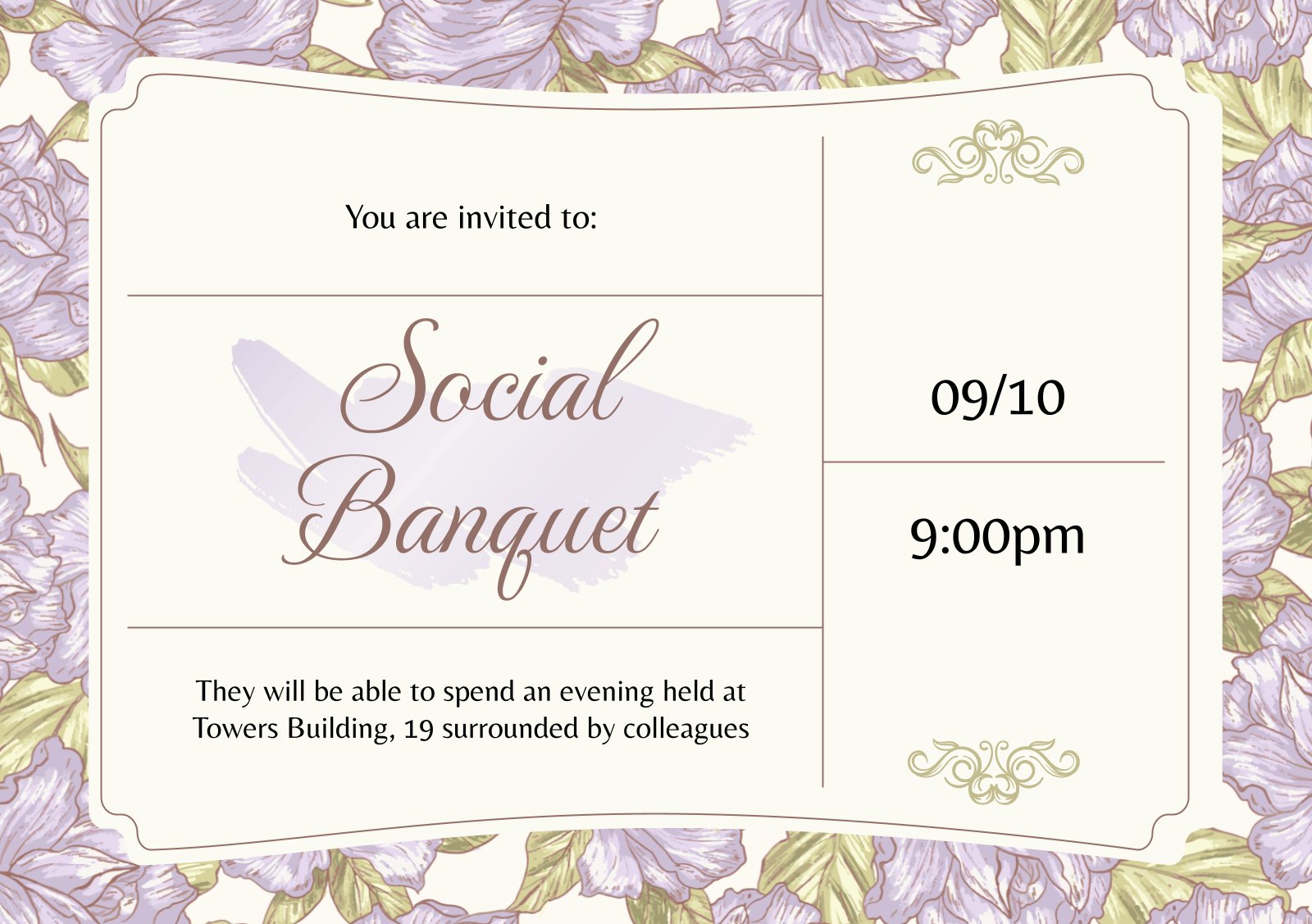 British Regency Era Themed Banquet Invitations