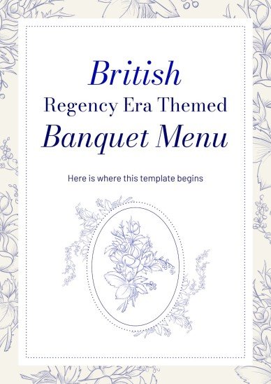 British Regency Era Themed Banquet Menu | Google Slides