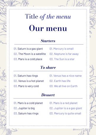 British Regency Era Themed Banquet Menu | Google Slides