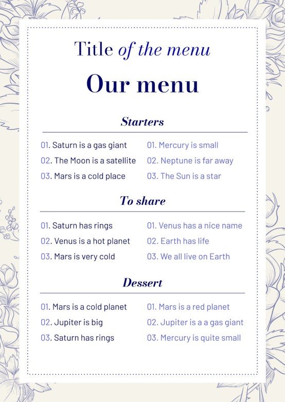 British Regency Era Themed Banquet Menu | Google Slides