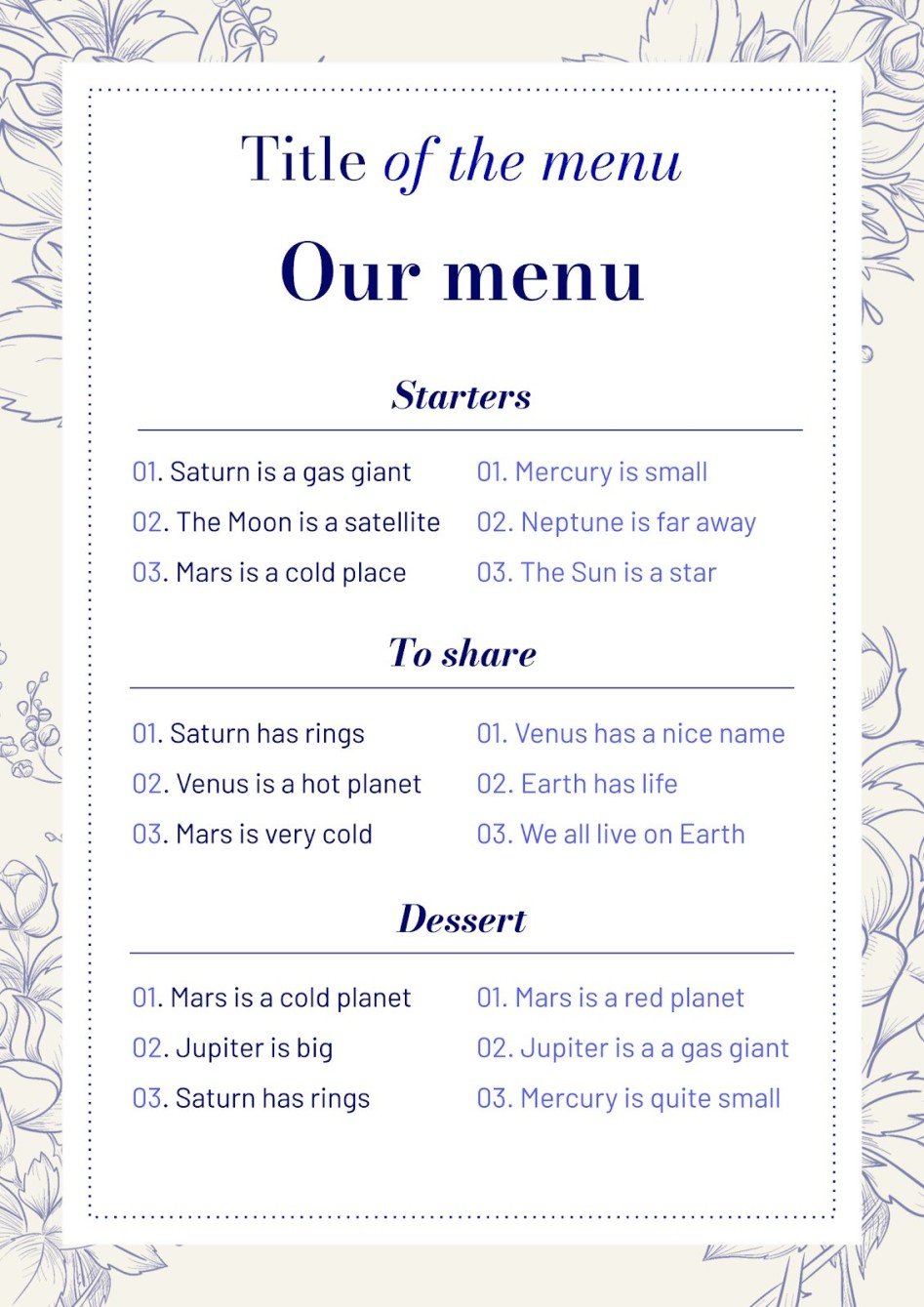 British Regency Era Themed Banquet Menu | Google Slides