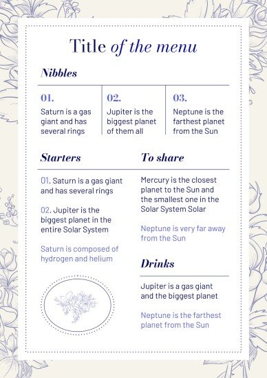 British Regency Era Themed Banquet Menu | Google Slides