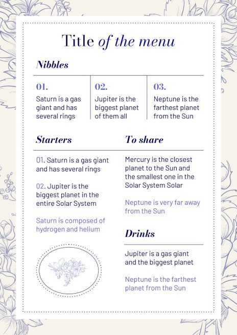 British Regency Era Themed Banquet Menu | Google Slides