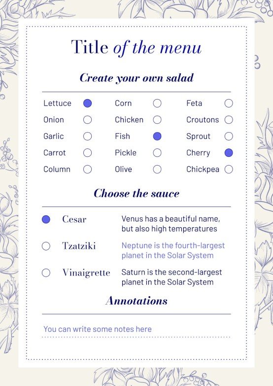 British Regency Era Themed Banquet Menu | Google Slides