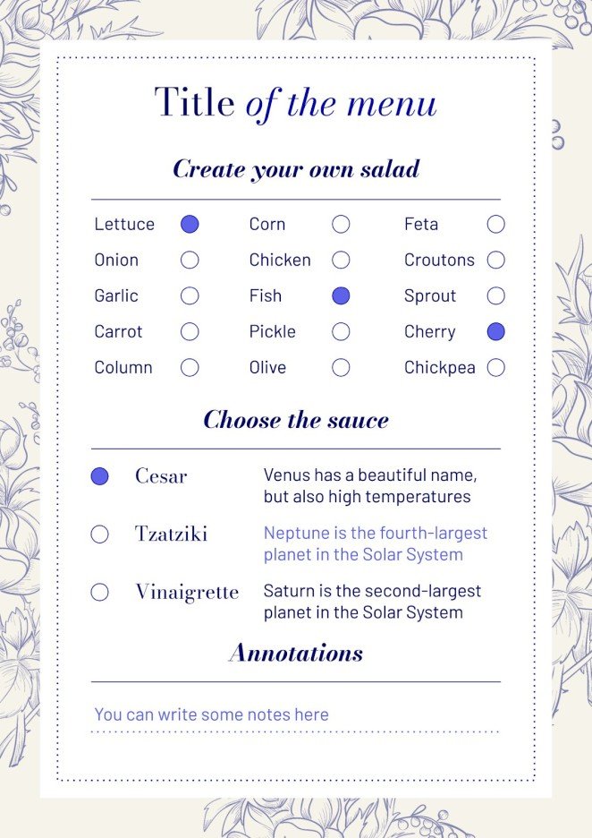 British Regency Era Themed Banquet Menu | Google Slides