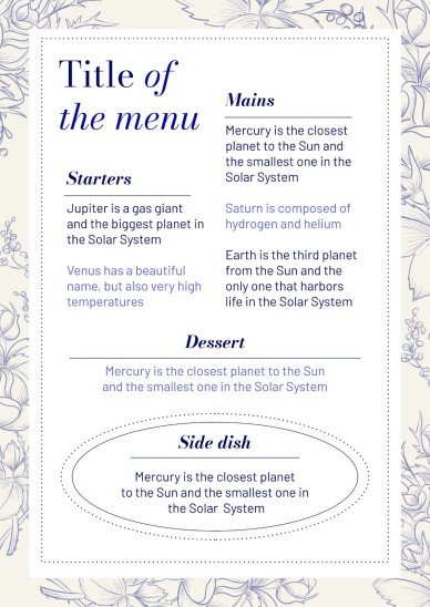 British Regency Era Themed Banquet Menu | Google Slides