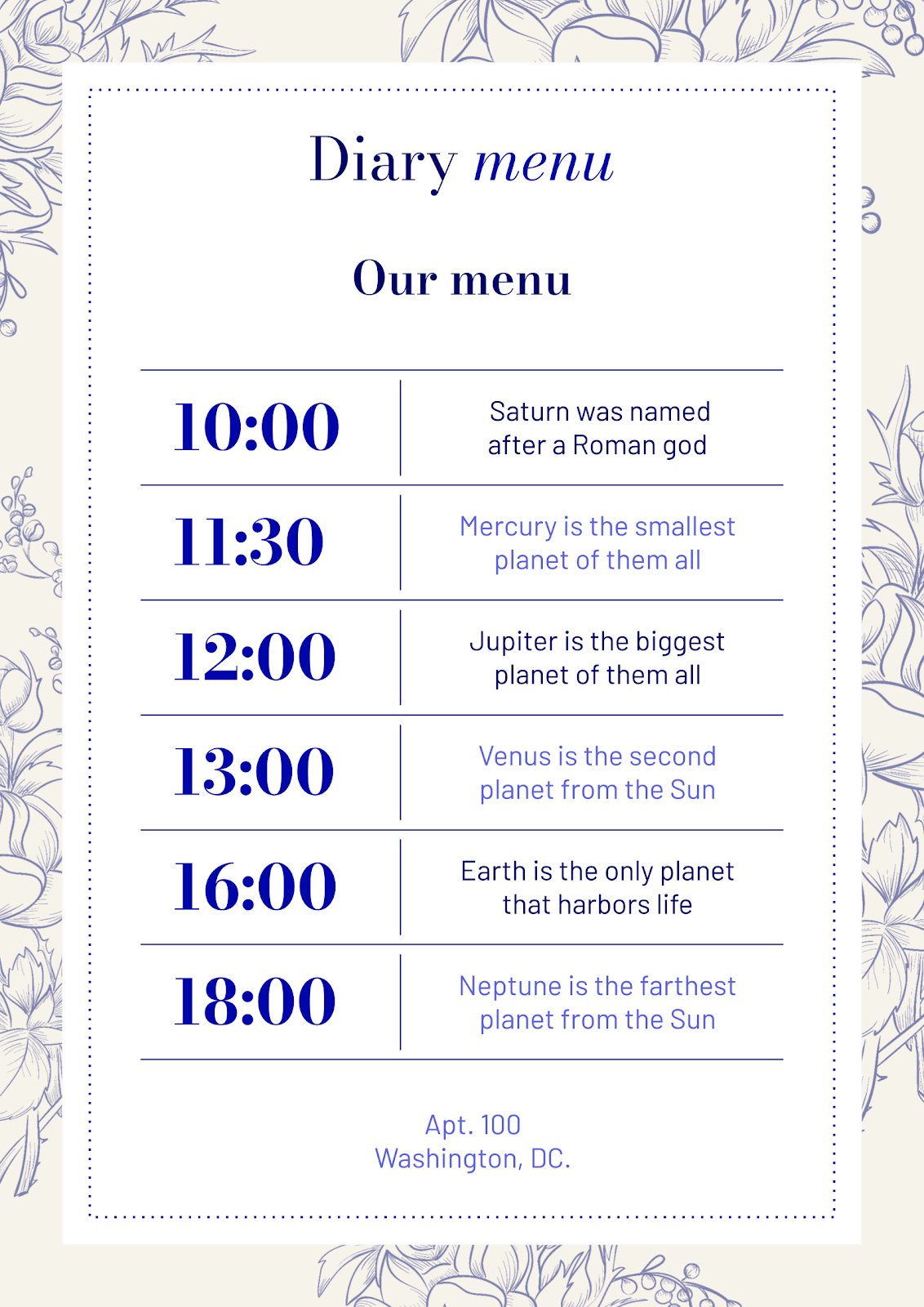 British Regency Era Themed Banquet Menu | Google Slides