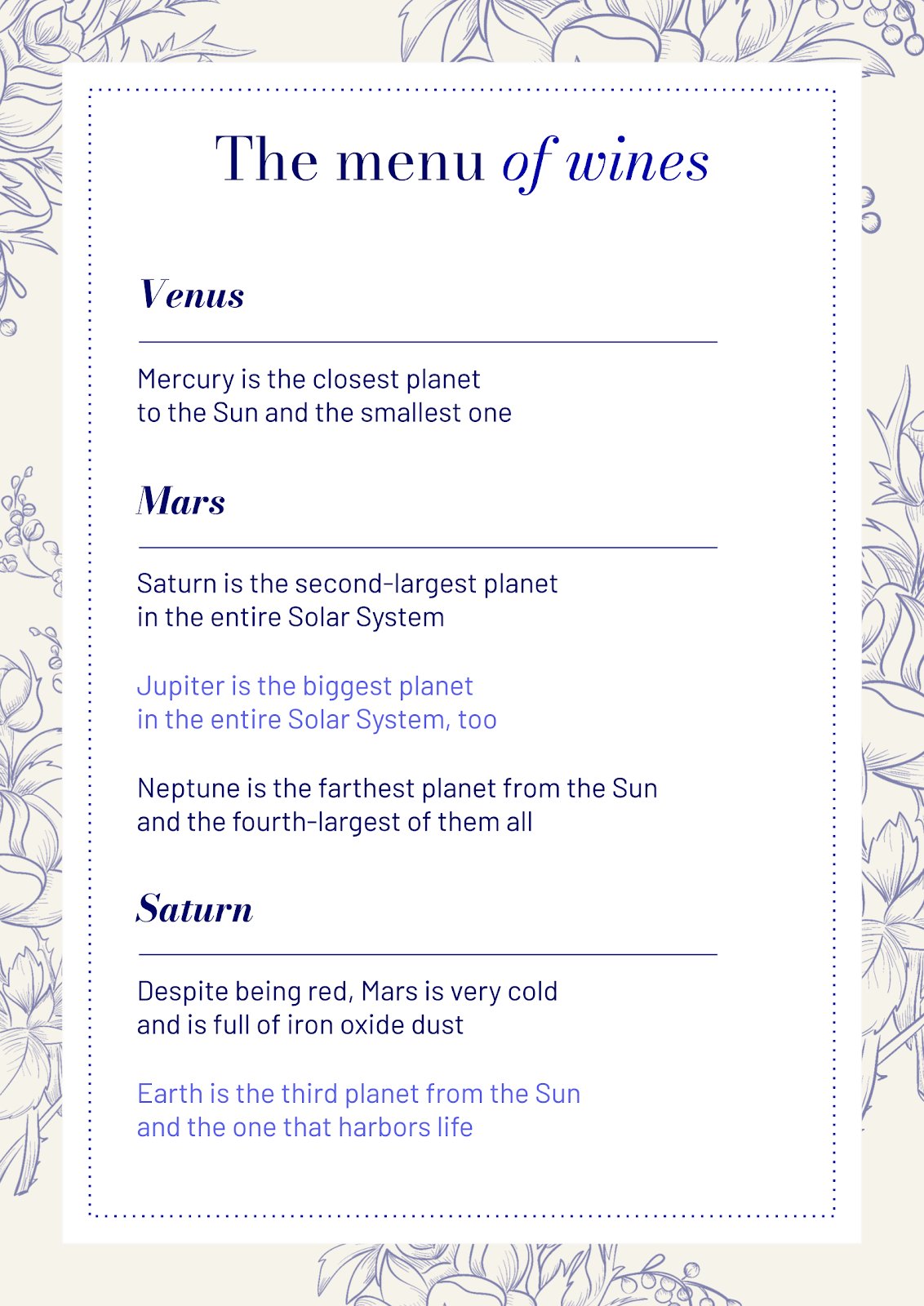 British Regency Era Themed Banquet Menu | Google Slides