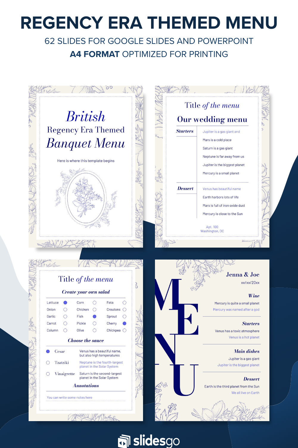 British Regency Era Themed Banquet Menu | Google Slides