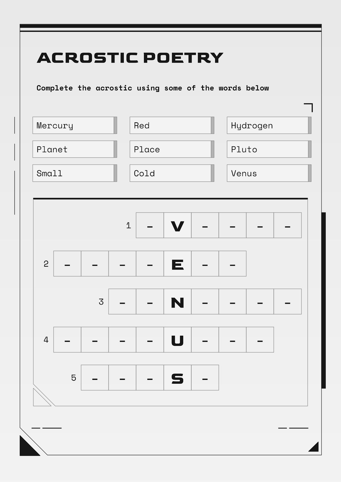 Diapositivas imprimibles de acrósticos | Google Slides y PPT