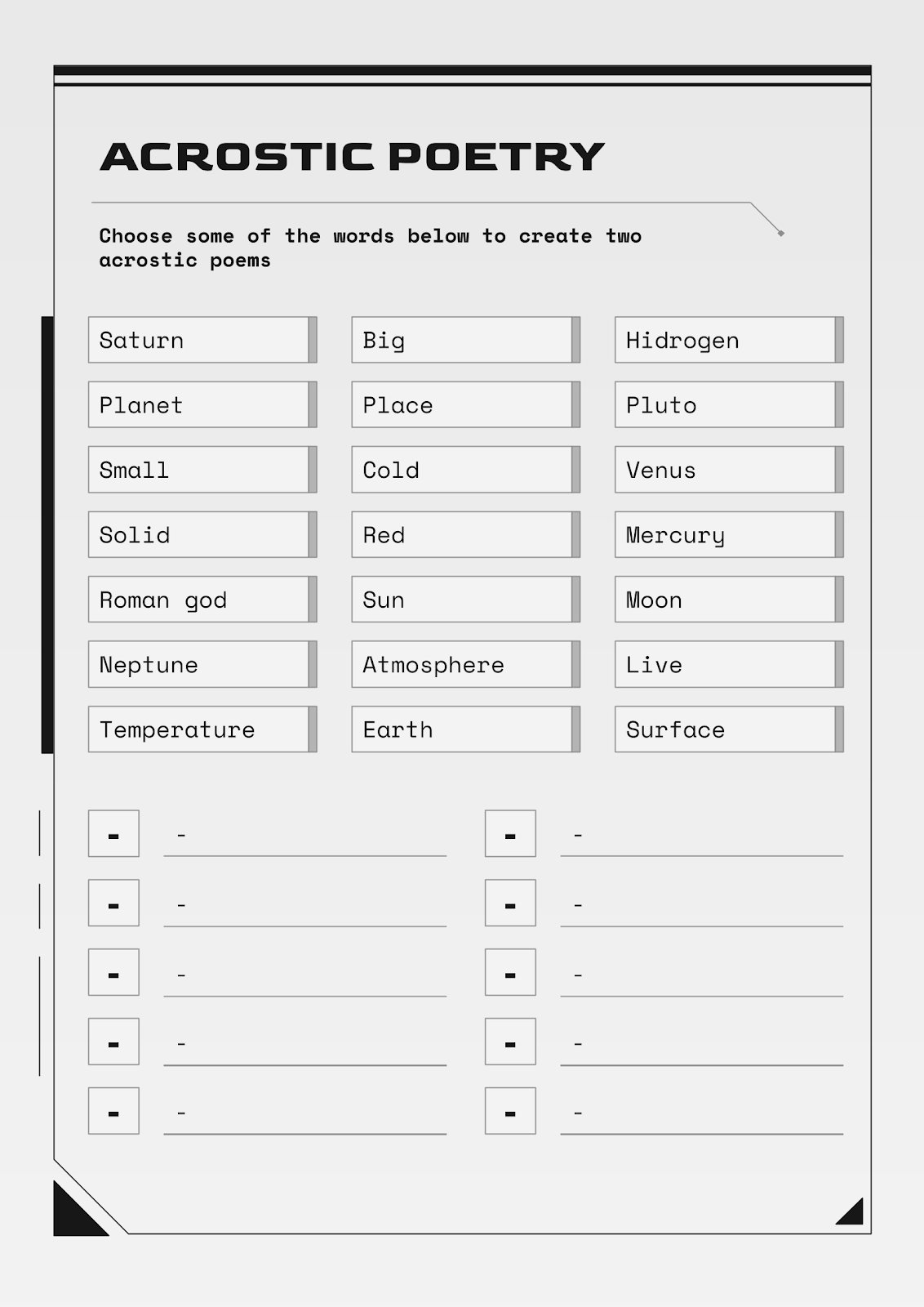 Free Printable Acrostics Printable Form Templates And Letter