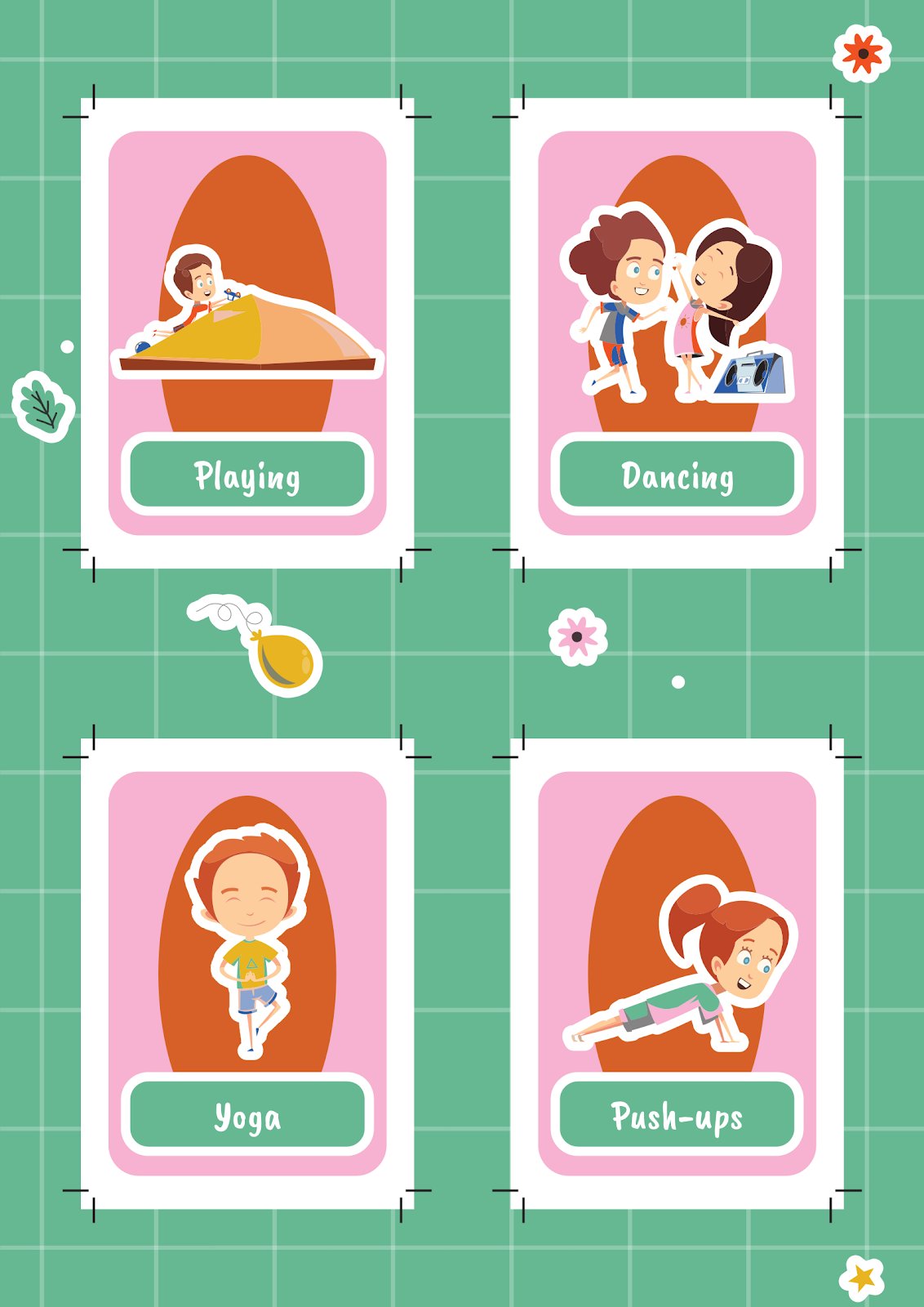 Tarjetas educación física y teatro primaria | Google Slides