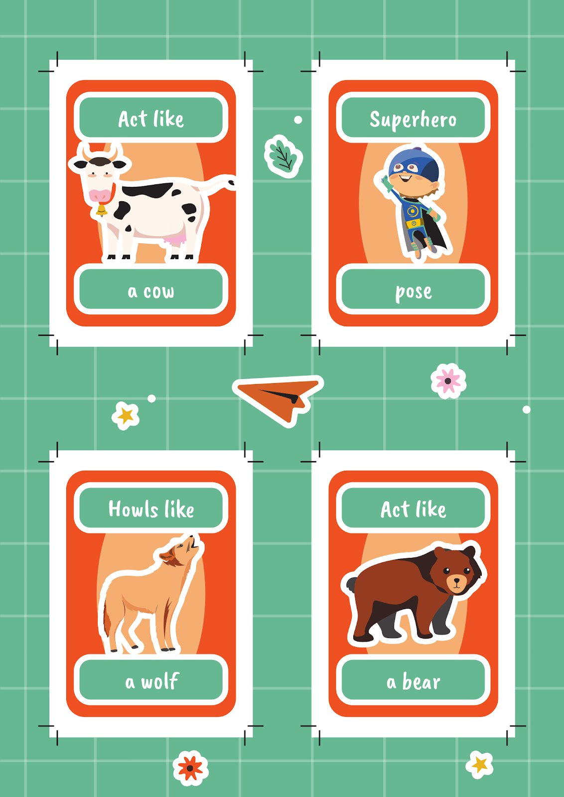 Physical Education & Drama Cards Elementary | Google Slides