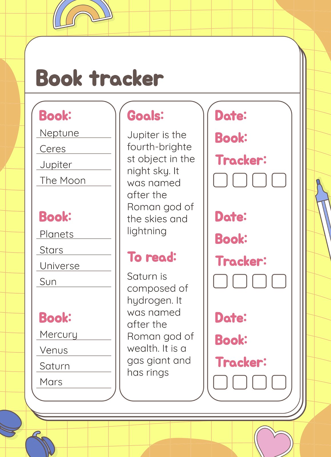 Reading Lists and Bookmarks for Printing | Google Slides & PPT