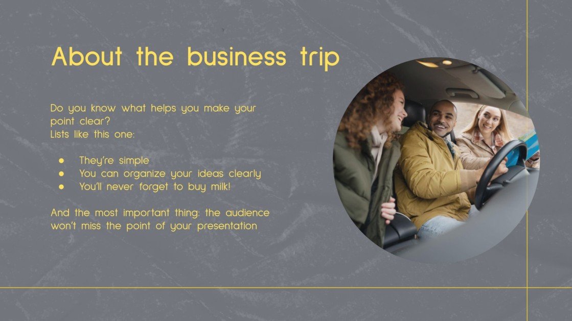 Proposta de projeto de viagem de negócios | Google Slides