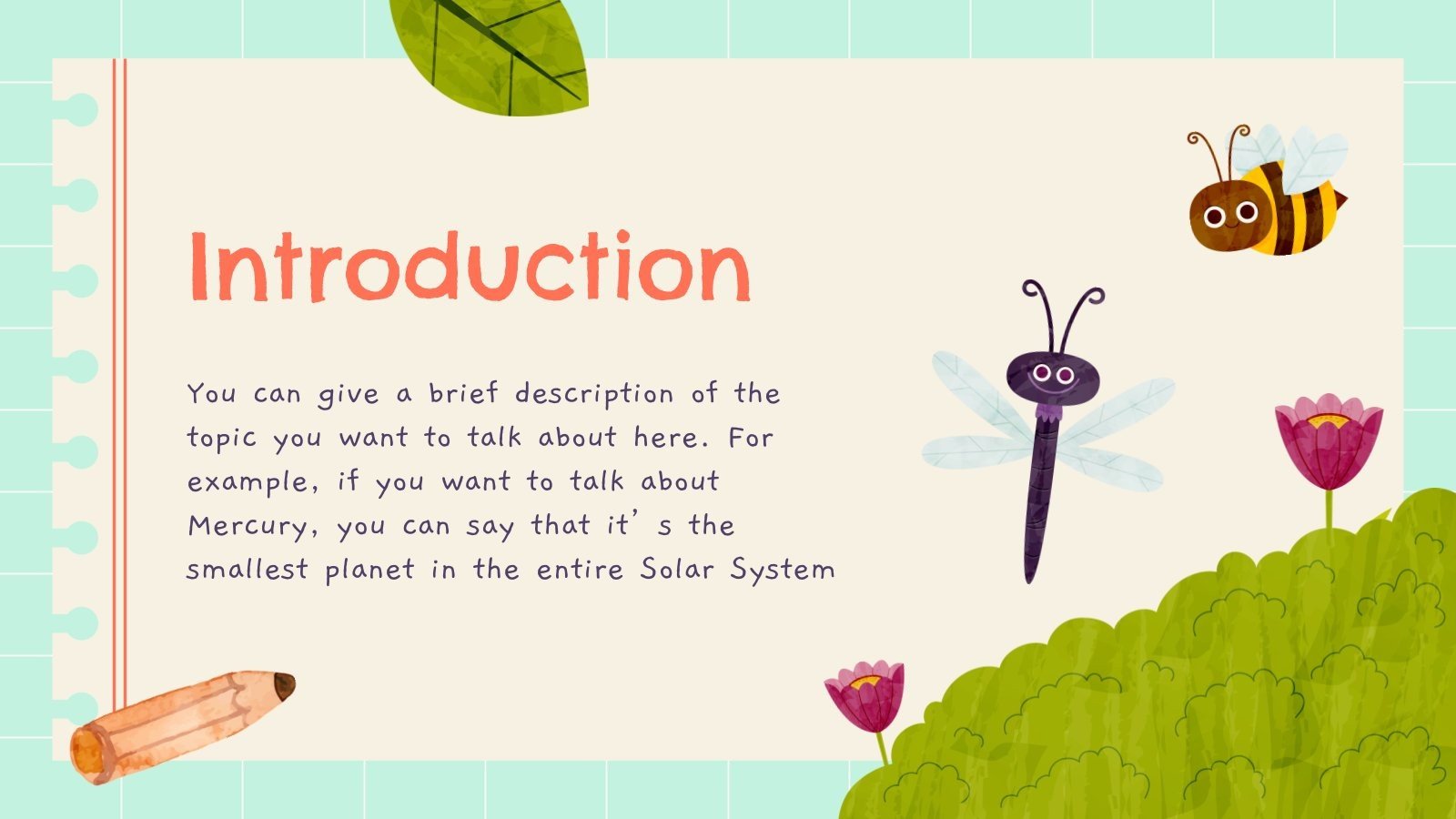 Bugs Personal Organizer for Pre-K Students | Google Slides