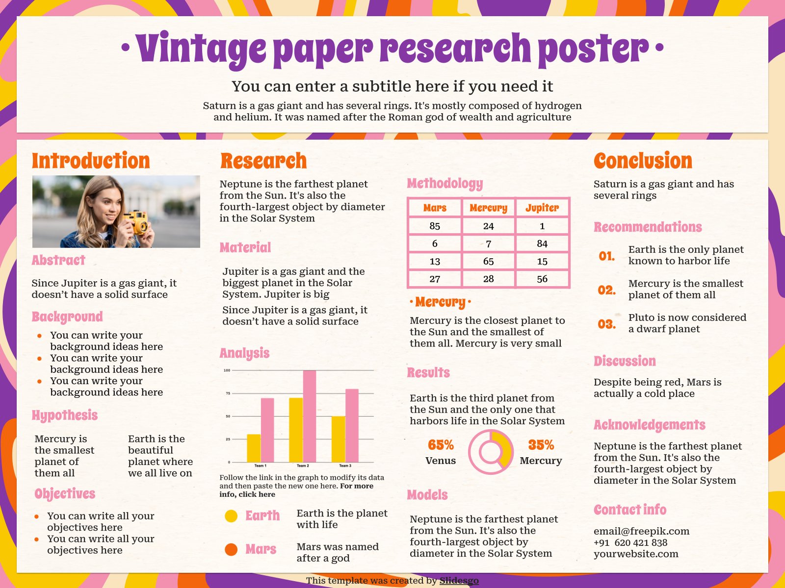 Retro Style Research Poster | Google Slides and PowerPoint
