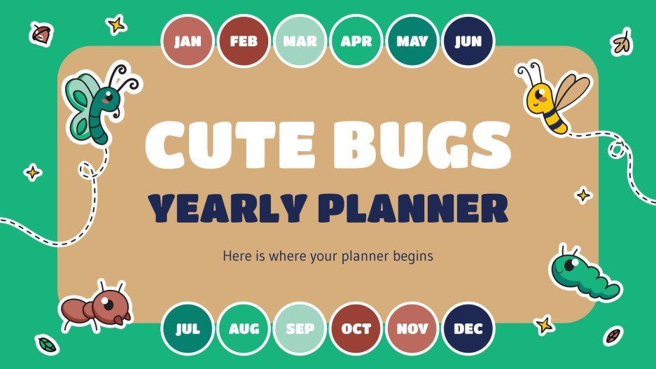 Cute Bugs Yearly Planner | Google Slides & PowerPoint
