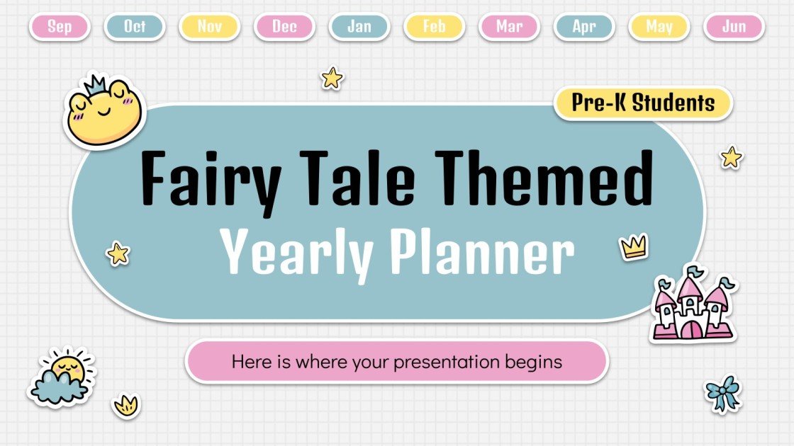 Planner estilo cuento de hadas para niños de preescolar