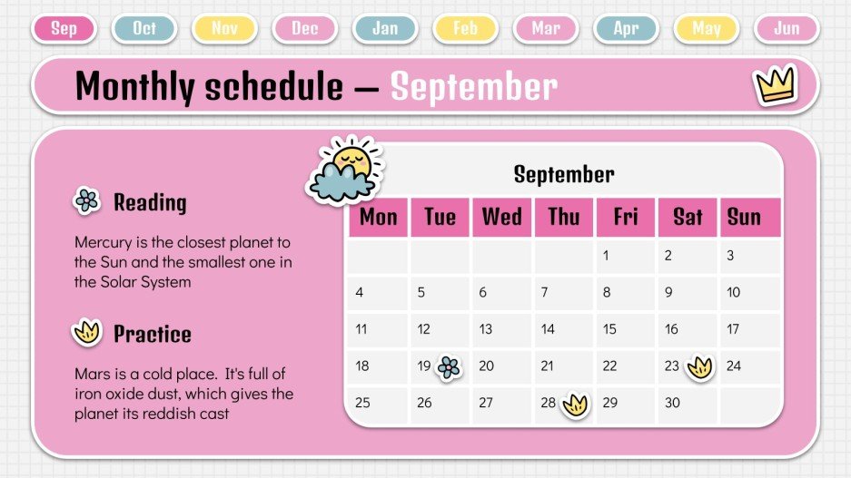 Planner estilo cuento de hadas para niños de preescolar