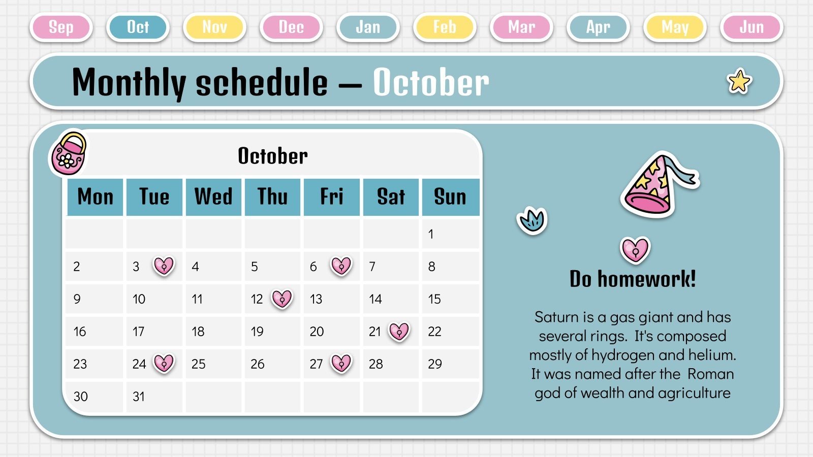 Planner estilo cuento de hadas para niños de preescolar