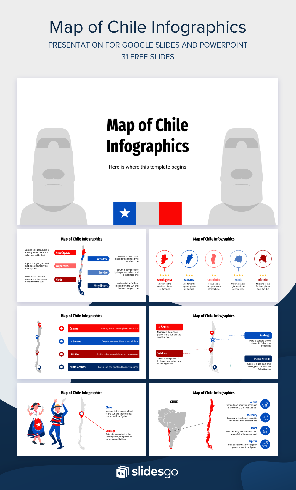 Map of Chile Infographics for Google Slides & PowerPoint