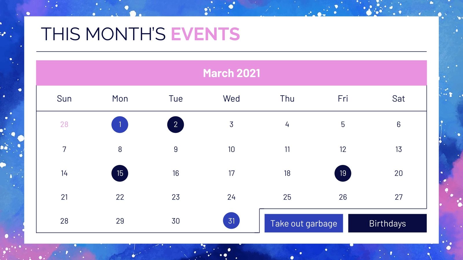March Daily Slides Google Slides theme & PowerPoint template