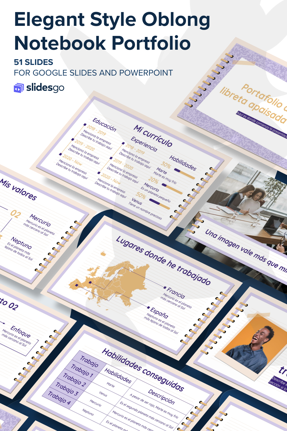 Elegant Style Oblong Notebook Portfolio | Google Slides & PPT