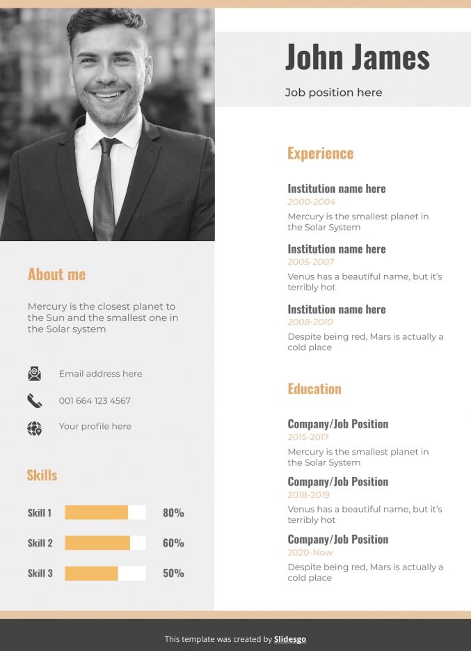 Businessman CV | Template for Google Slides & PowerPoint