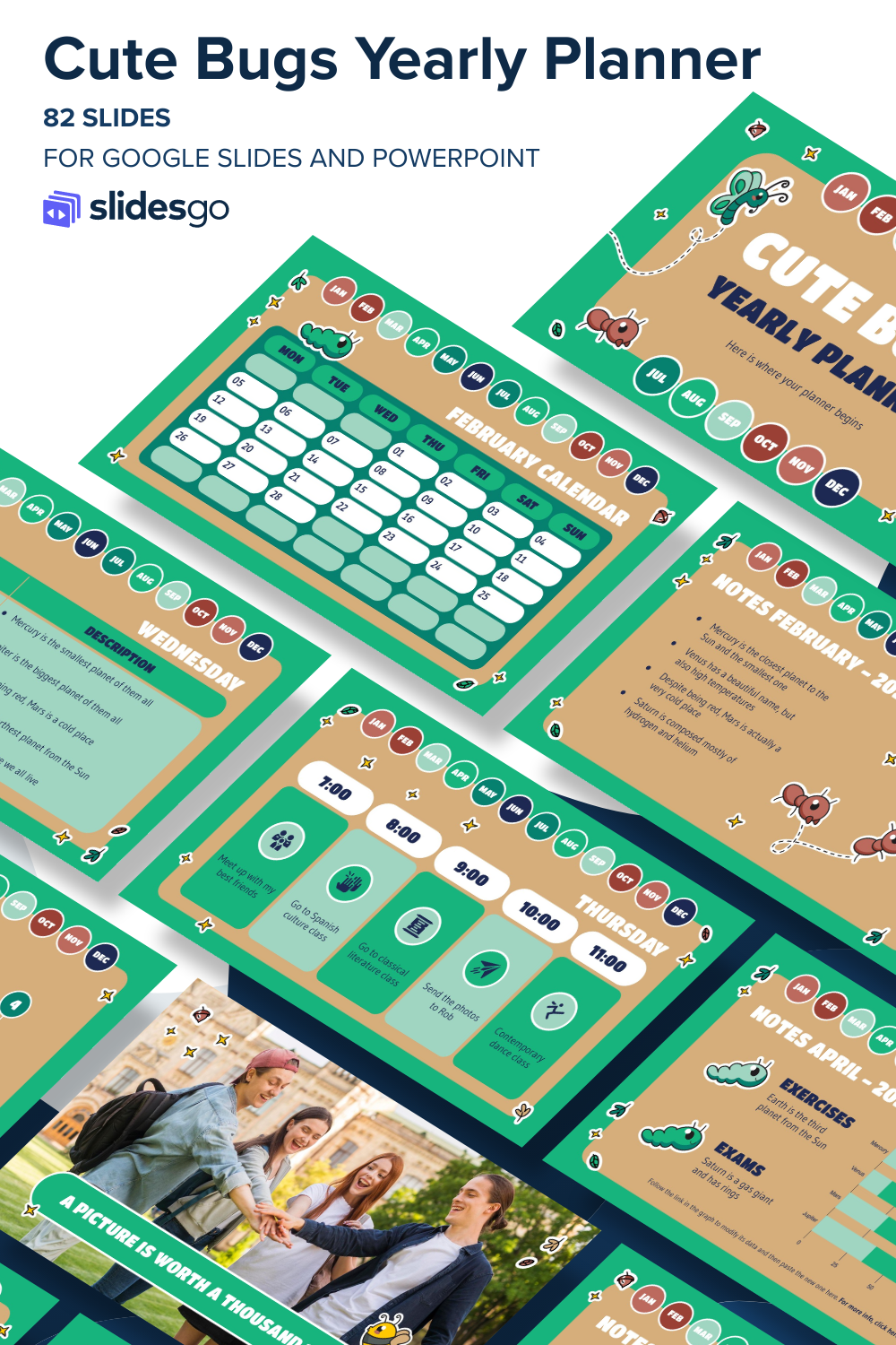 Cute Bugs Yearly Planner | Google Slides & PowerPoint