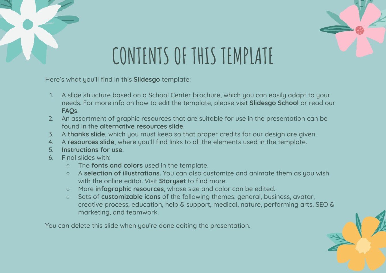 Floral Style Brochure for School Centers | Google Slides & PPT