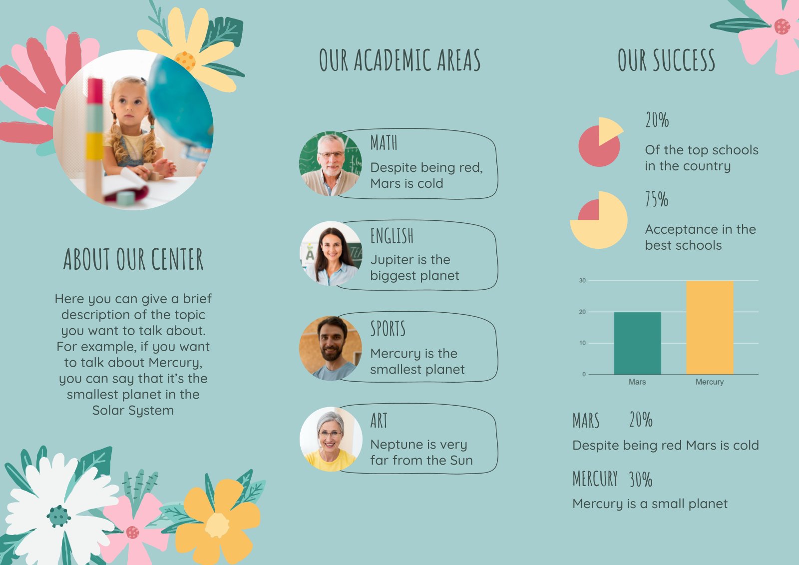 Floral Style Brochure for School Centers | Google Slides & PPT