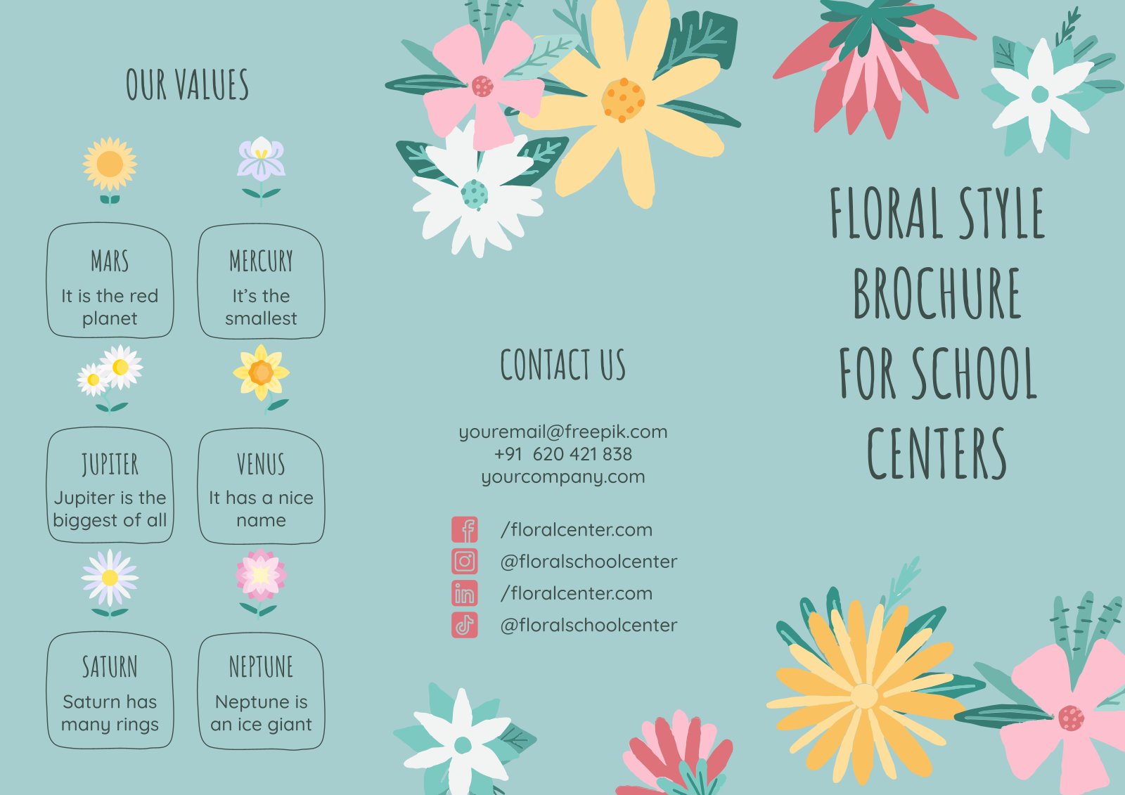 Floral Style Brochure for School Centers | Google Slides & PPT