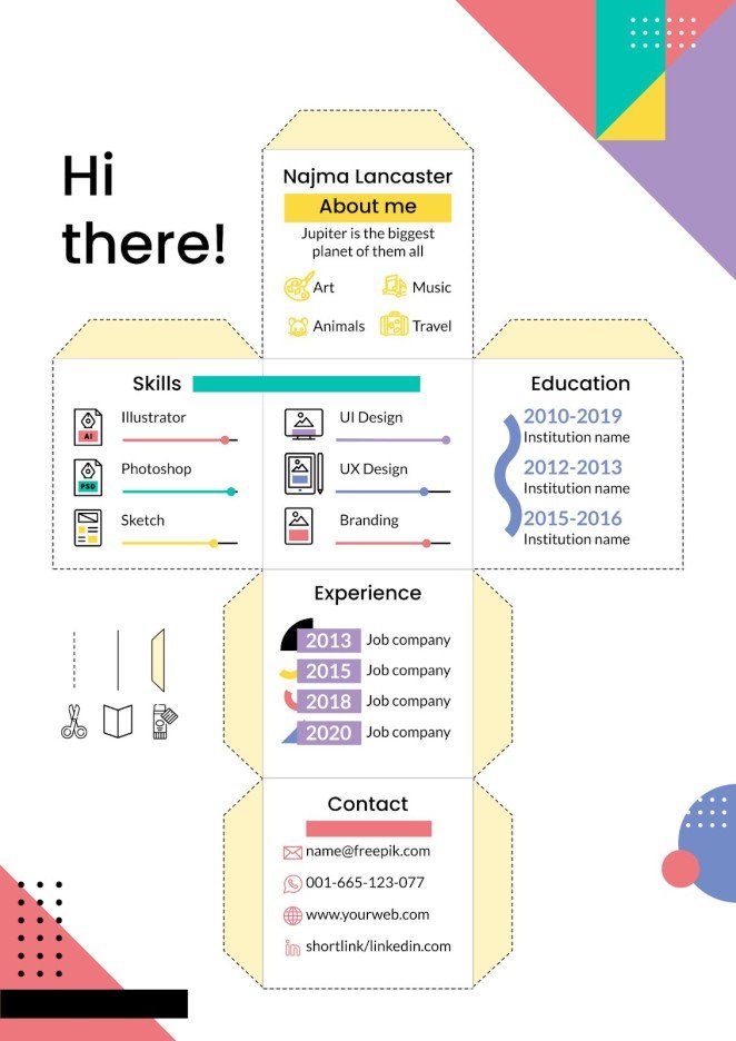 Printable CV Cube: Graphic Designer | Google Slides & PPT