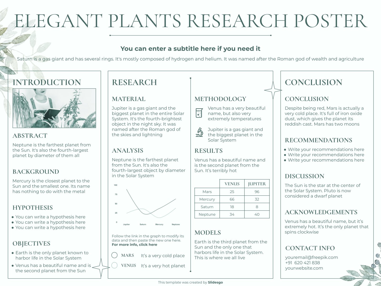 Elegant Plants Research Poster | Google Slides & PowerPoint