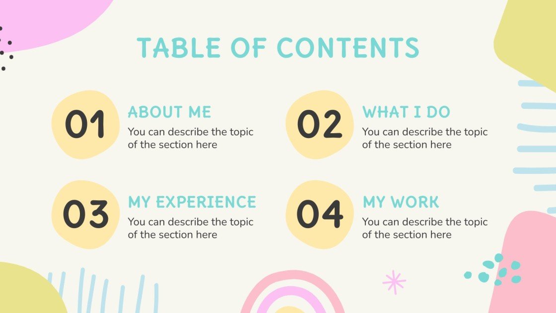 Simple Pastel Doodles Portfolio | Google Slides & PPT