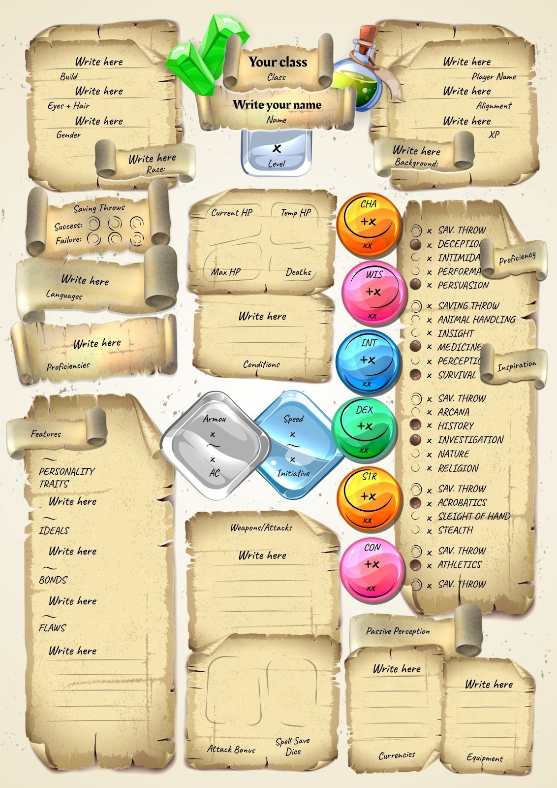 Dungeons and Creatures: Ultimate Character Sheet Template