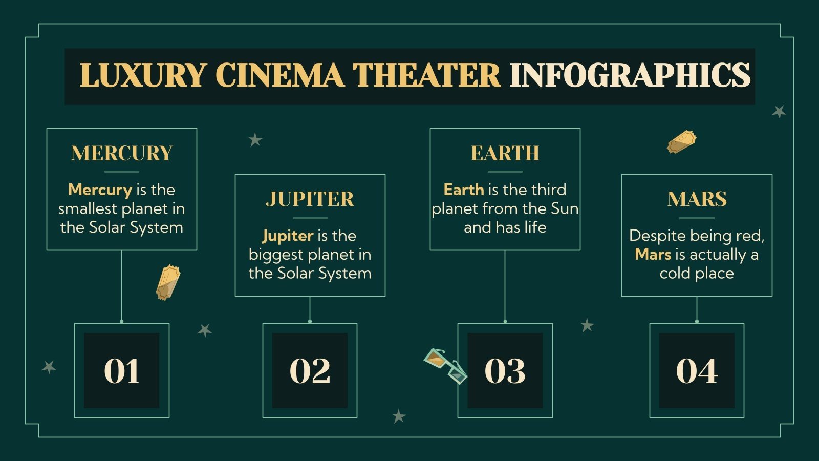 Luxury Cinema Theater Pitch Deck Infographics I Google Slides