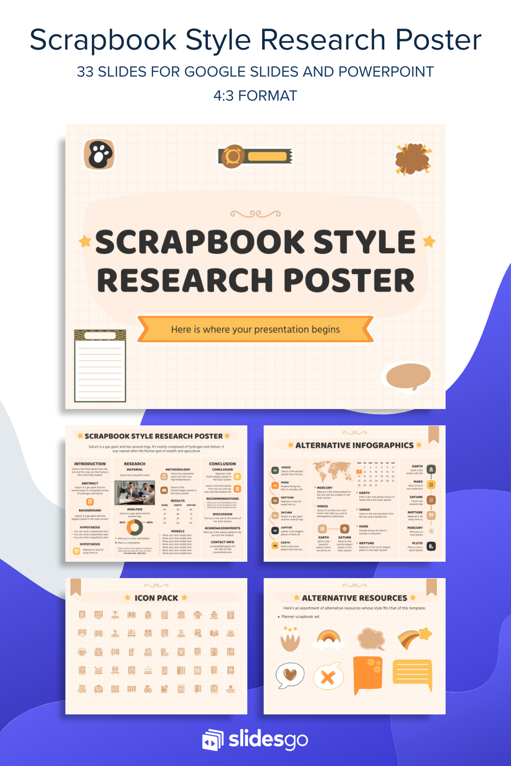 Scrapbook Style Research Poster | Google Slides & PPT