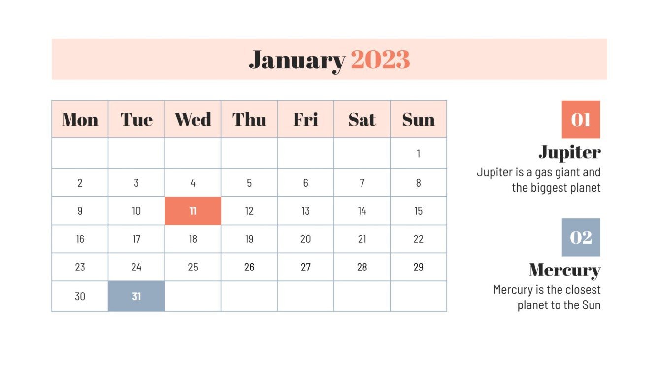 January Daily Slides Infographics | Google Slides & PPT