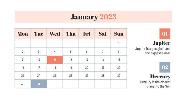 January Daily Slides Infographics | Google Slides & PPT