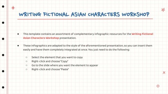Writing Fictional Asian Characters Workshop Infographics