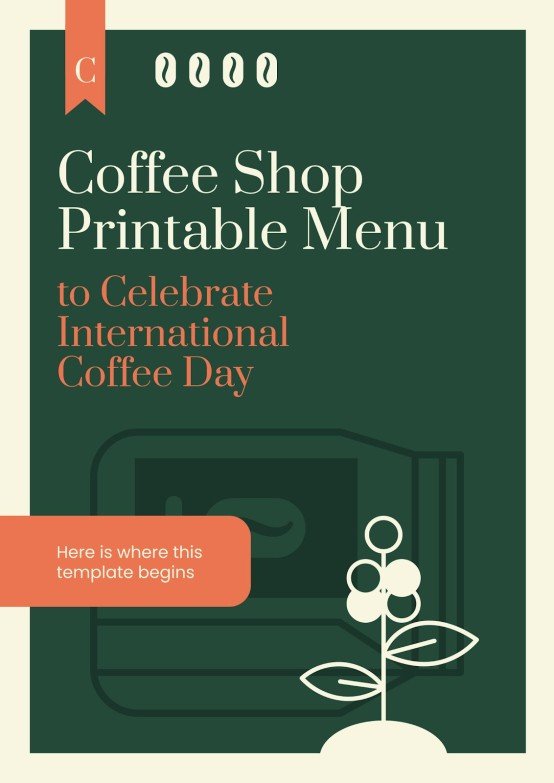 Coffee Shop Printable Menu for International Coffee Day