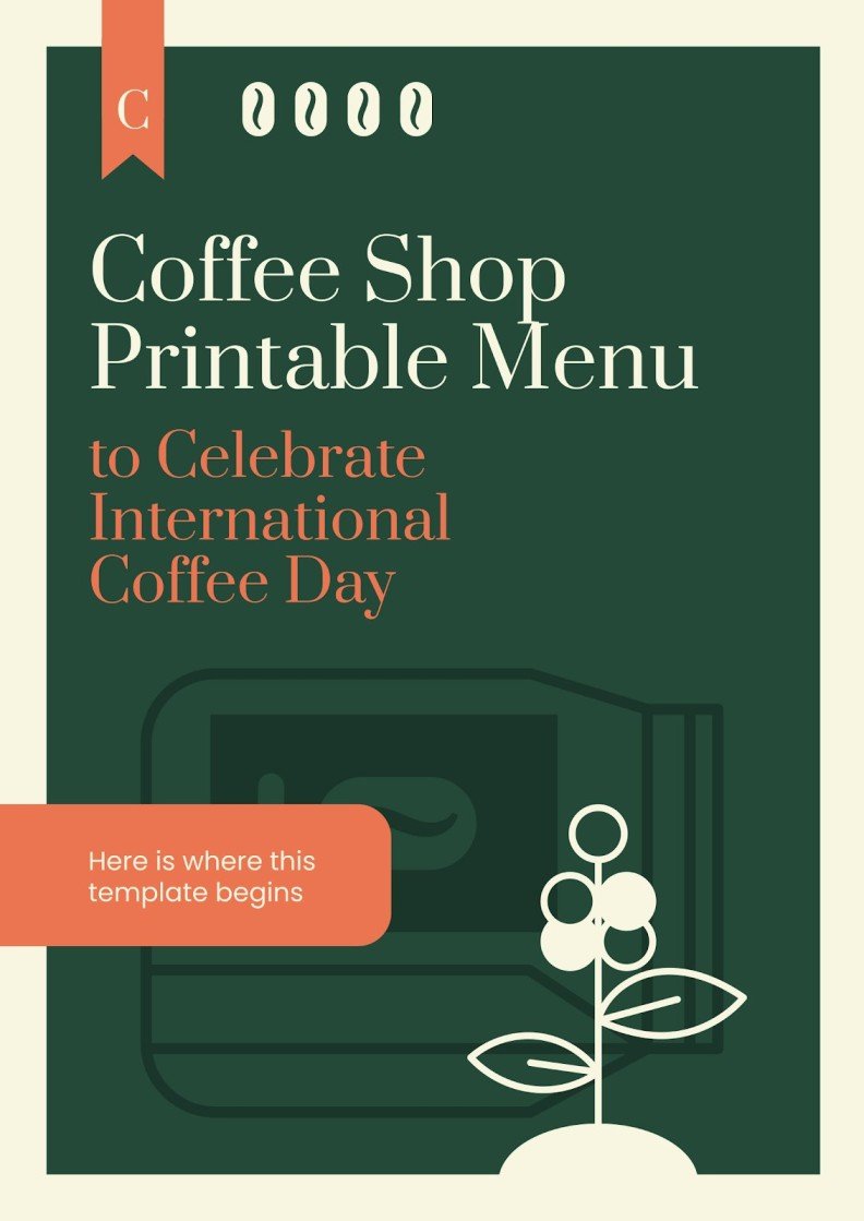 Coffee Shop Printable Menu for International Coffee Day