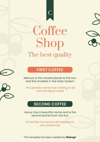 Coffee Shop Printable Menu for International Coffee Day