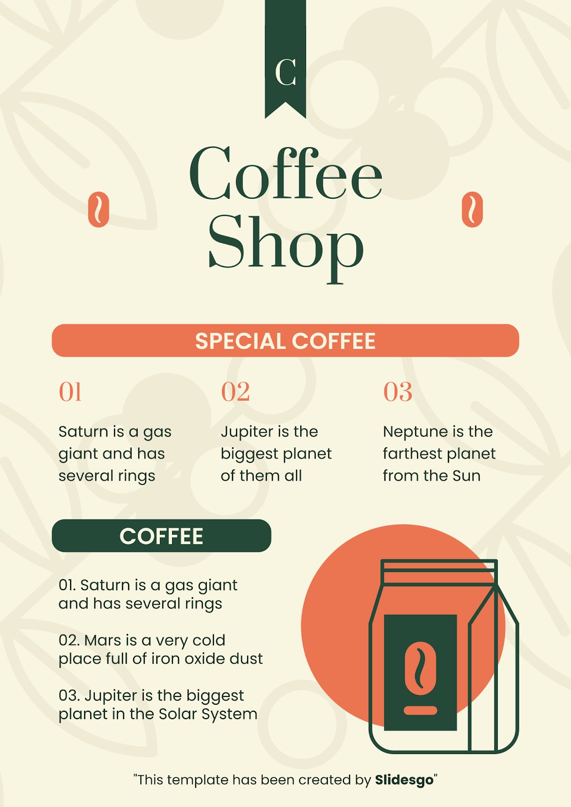 Menu imprimable d'un café pour célébrer la Journée du café